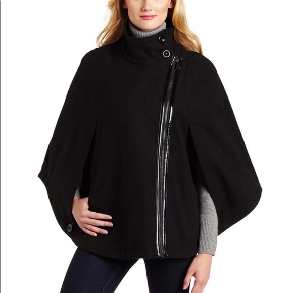 Via Spiga | Jackets & Coats | Via Spiga Zip Front Cape Jacket Black L ...